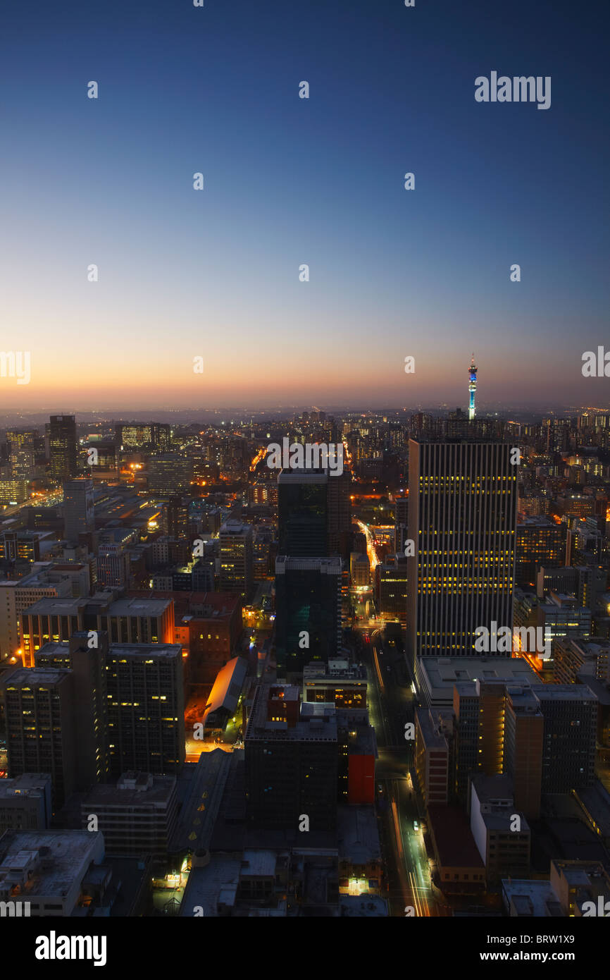 View of downtown Johannesburg at sunset, Gauteng, South Africa Stock ...
