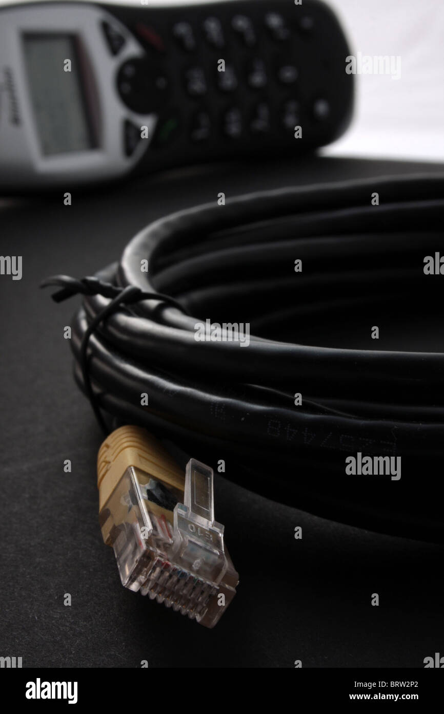 a UK broadband connector and cable Stock Photo - Alamy