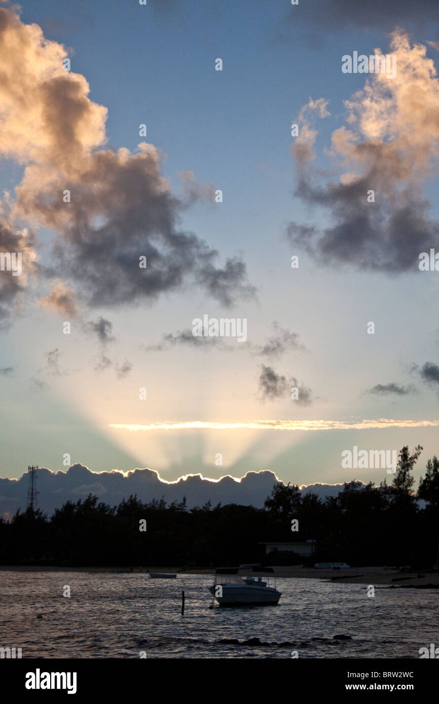 Mauritius beach at sunset Stock Photo - Alamy