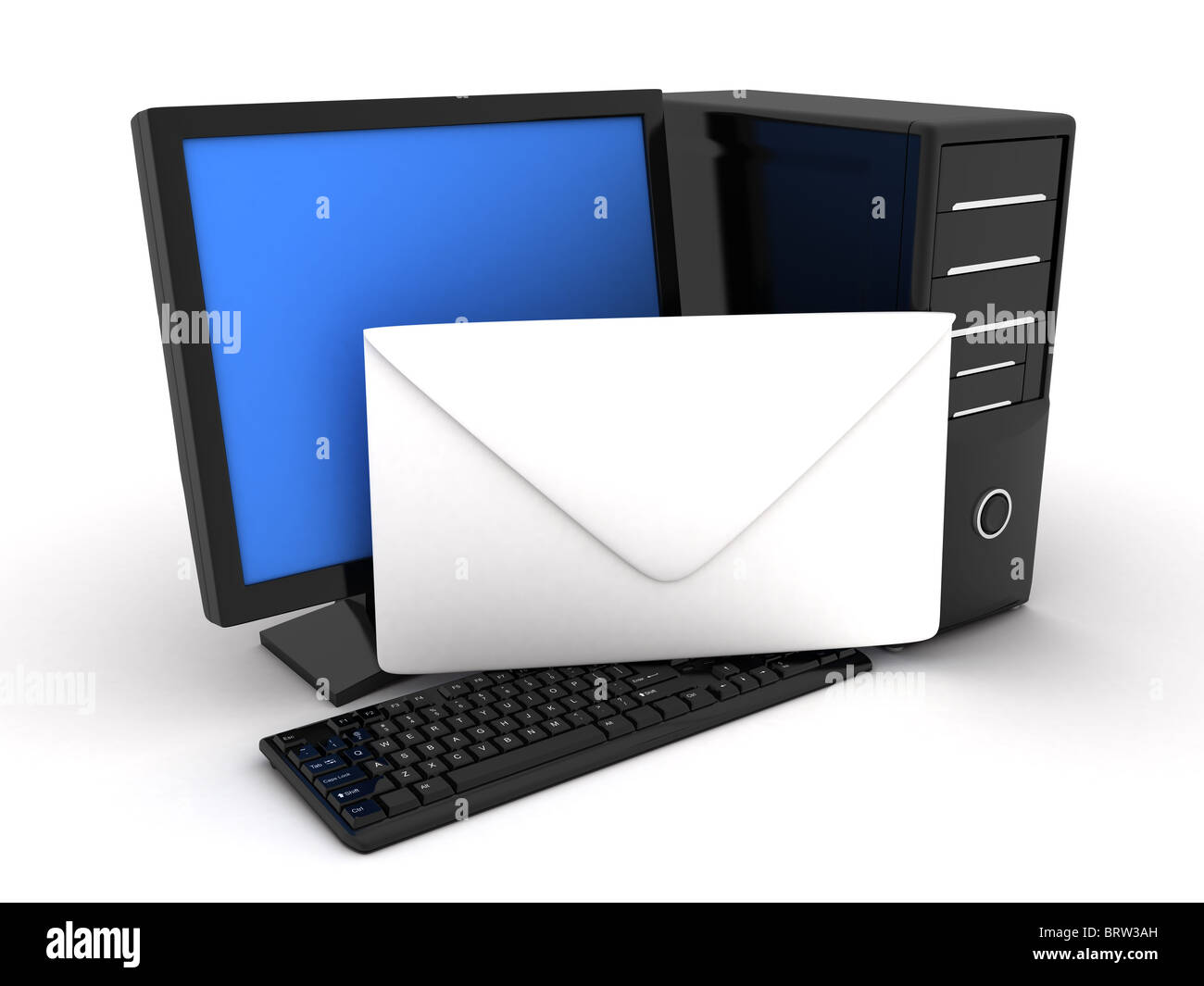 Computer and letter (done in 3d, isolated Stock Photo - Alamy
