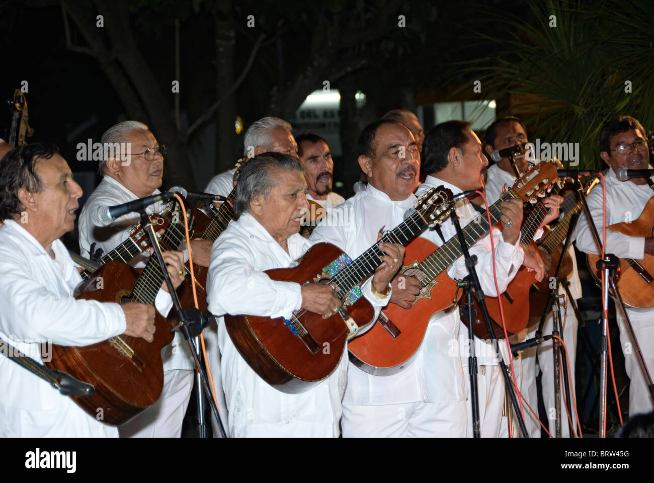 Xmatkuil, Yucatan, Mexico - November 10: A choir of guitarrists play ...