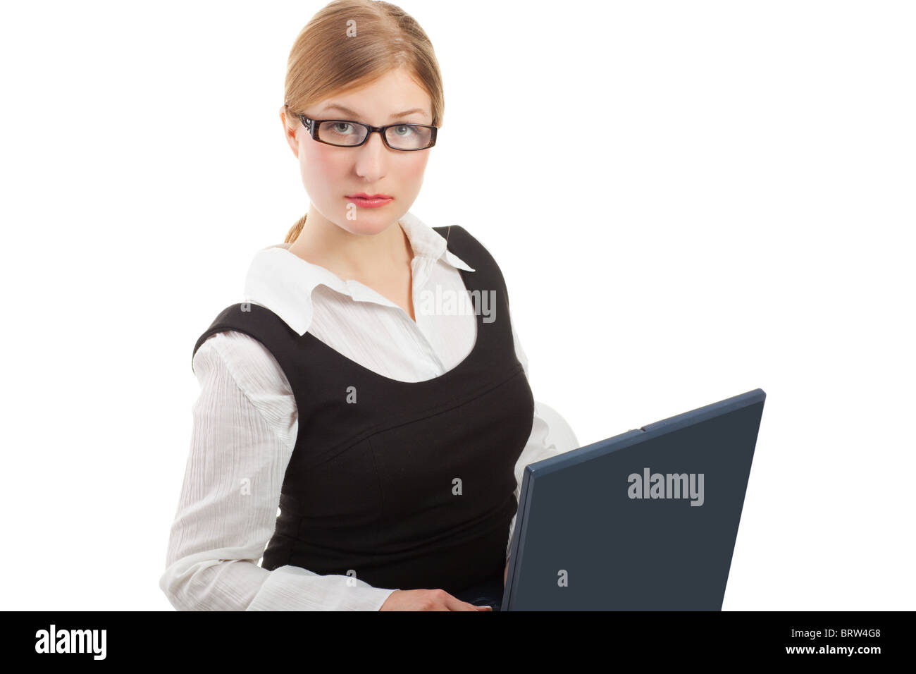 Young attractive female working Cut Out Stock Images & Pictures - Alamy