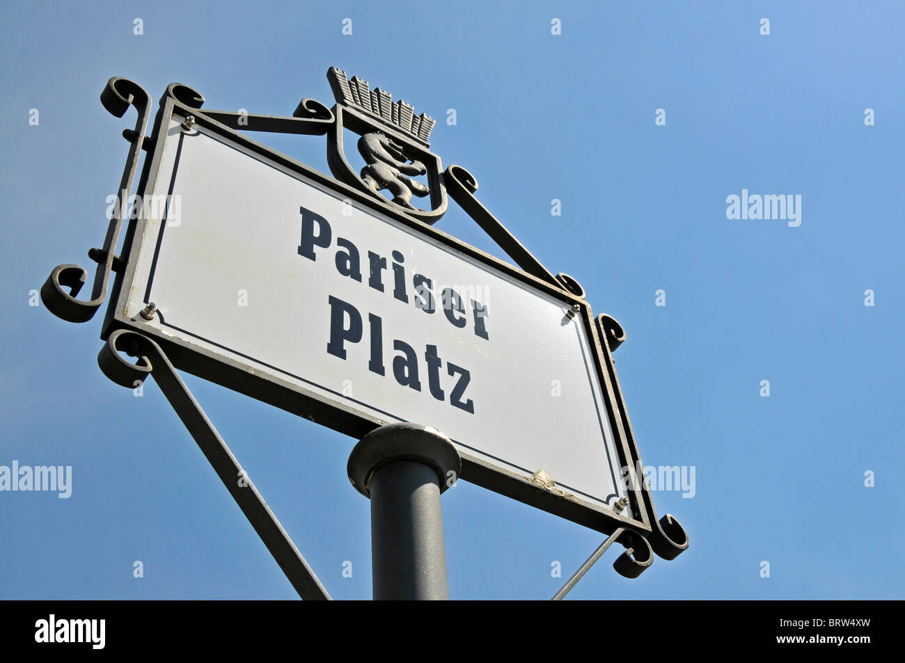 Pariser Platz Square, sign at Brandenburg Gate, Berlin, Germany, Europe ...