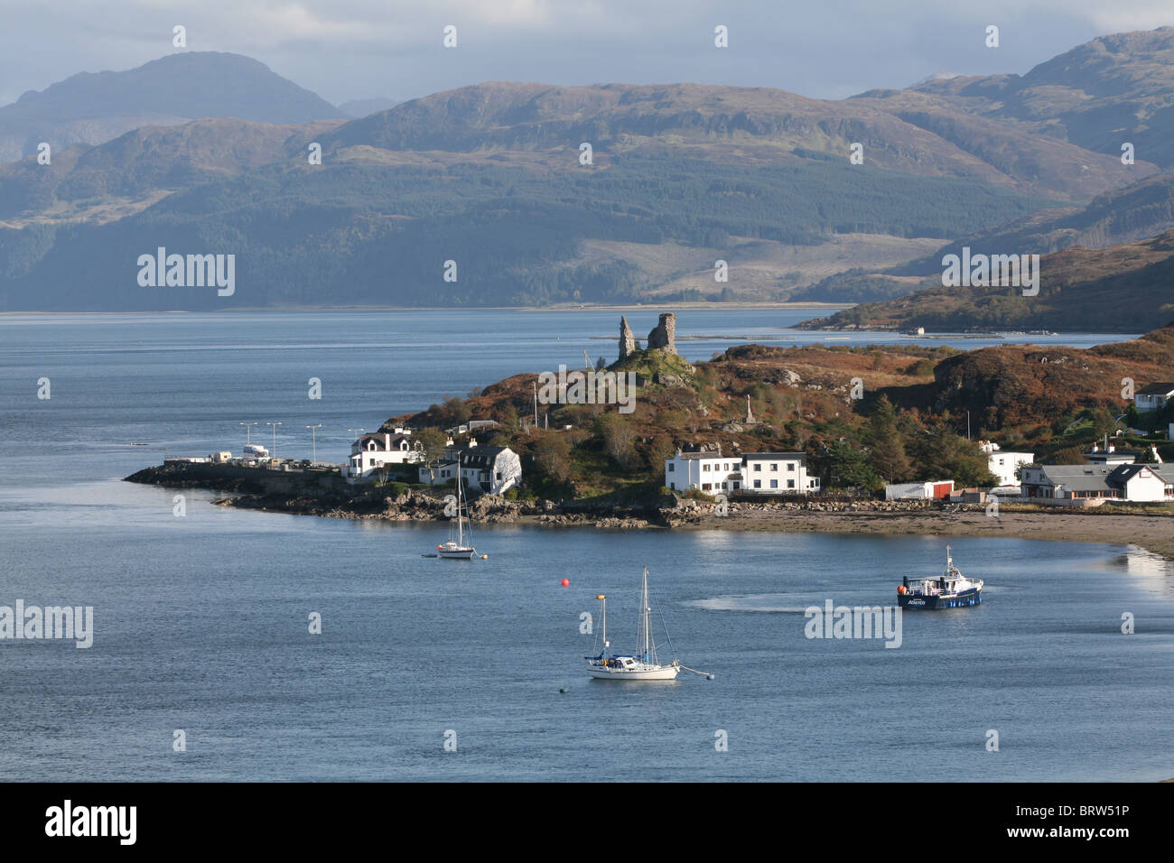 Castle Maol and village of Kyleakin Isle of Skye Scotland October 2010 ...