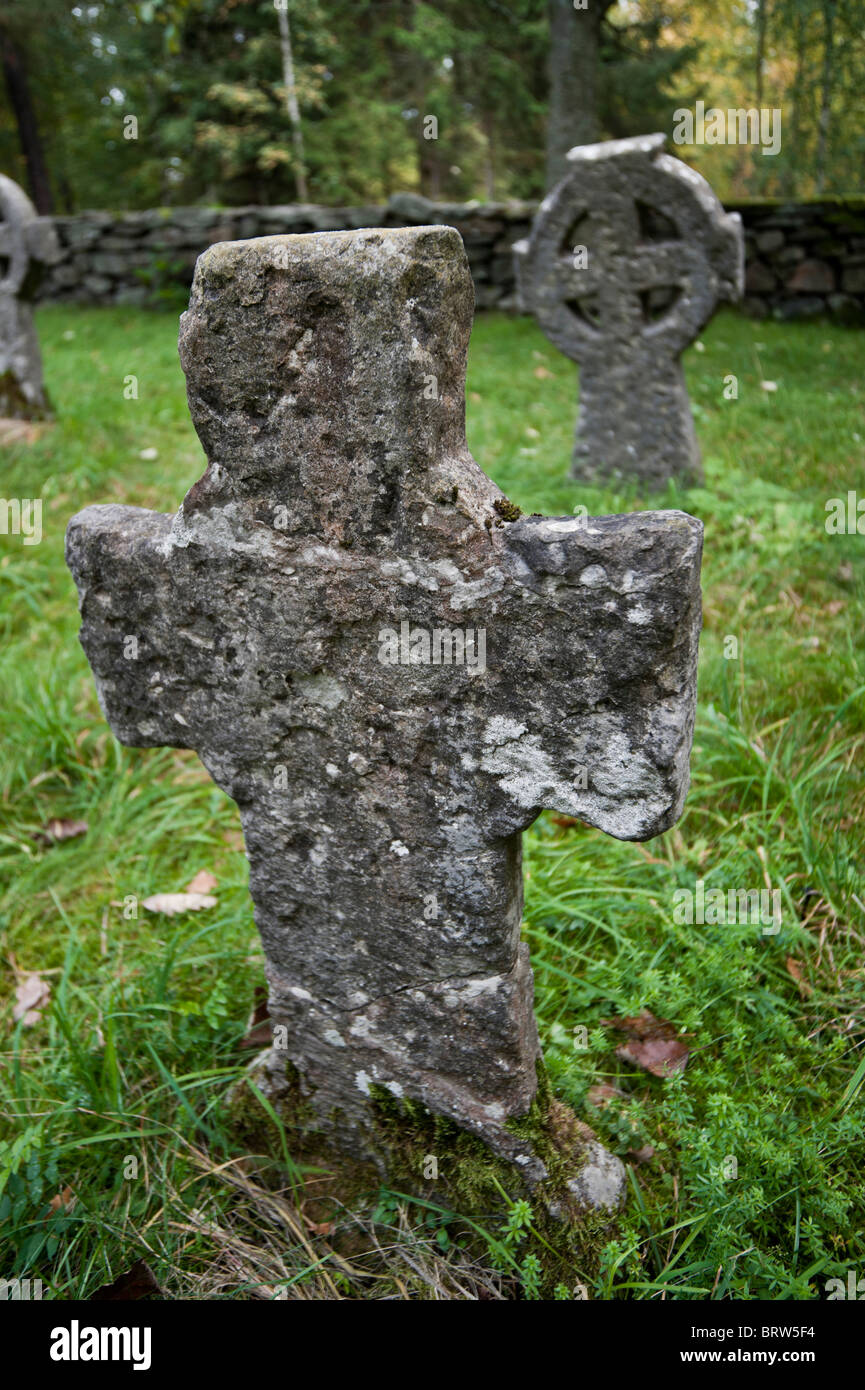 Antique stone cross, gravestone at old cemetery Stock Photo - Alamy