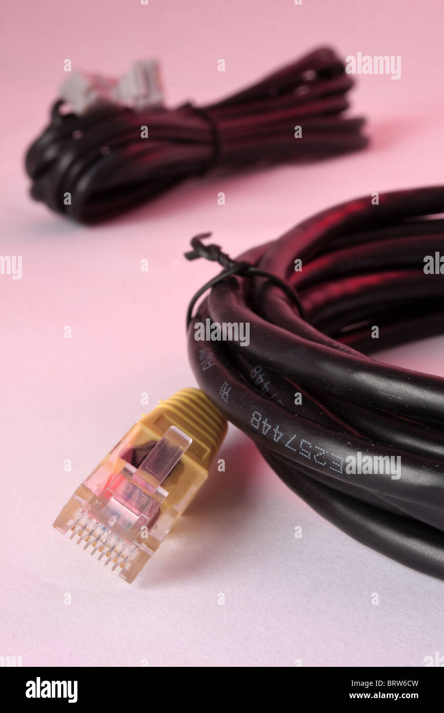 a UK broadband connector and cable Stock Photo - Alamy