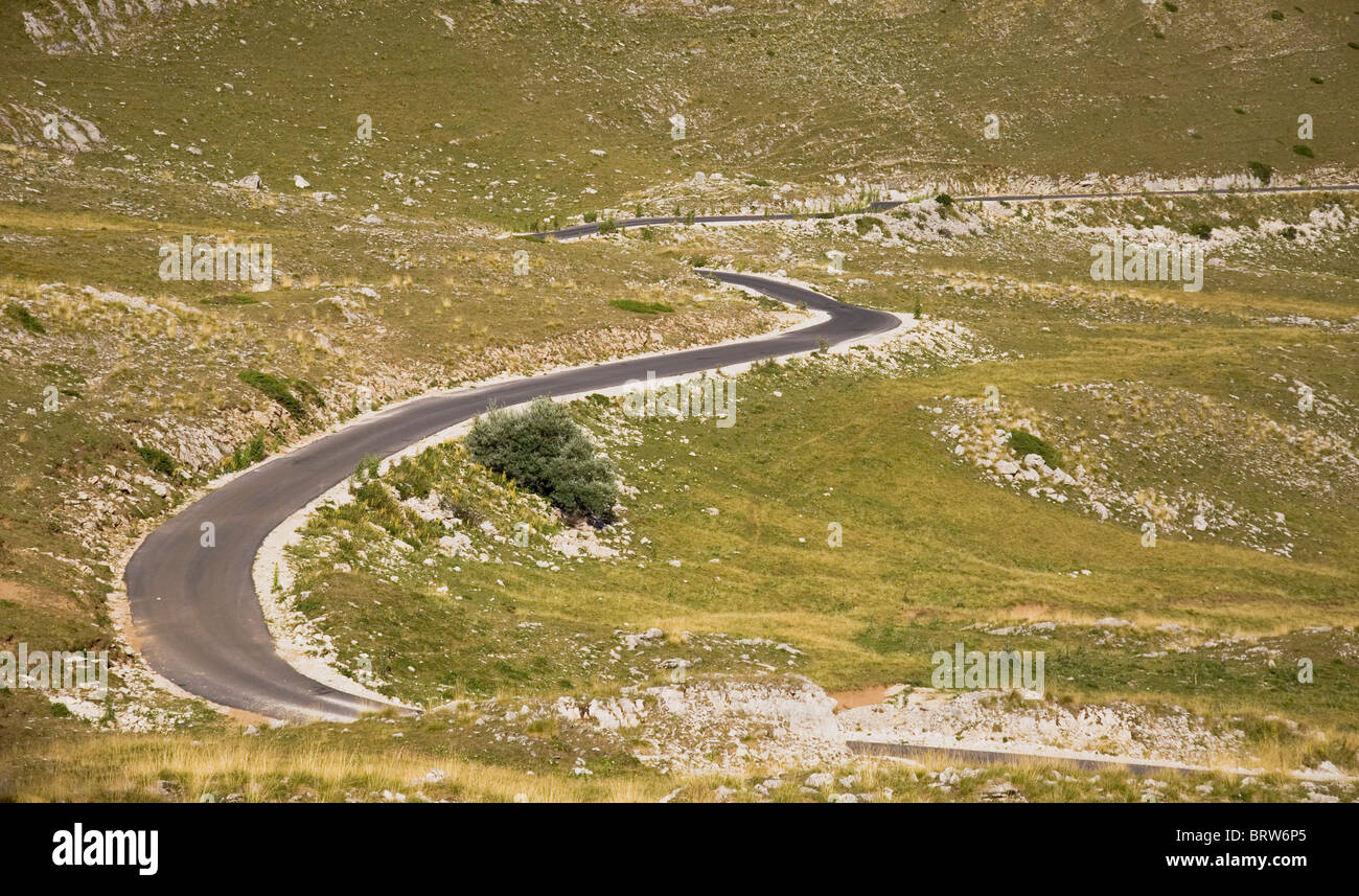Asphalt road with many curves in Durmitor, Montenegro Stock Photo - Alamy