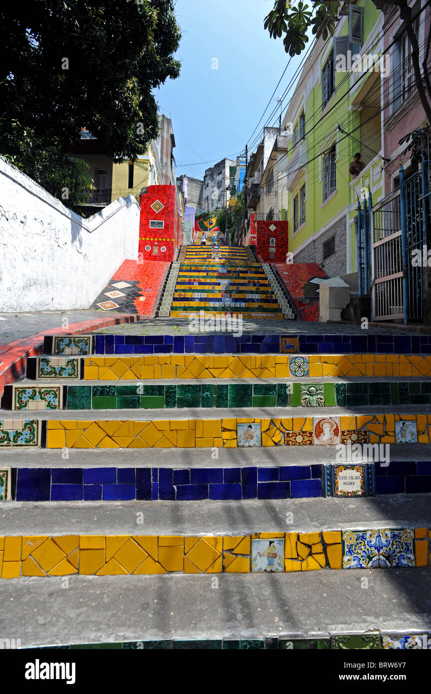 Escadaria Selarón the set of world-famous stairs in Santa Teresa/ Lapa ...