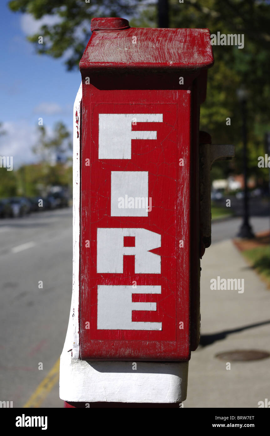 a standing fire pull box Stock Photo - Alamy