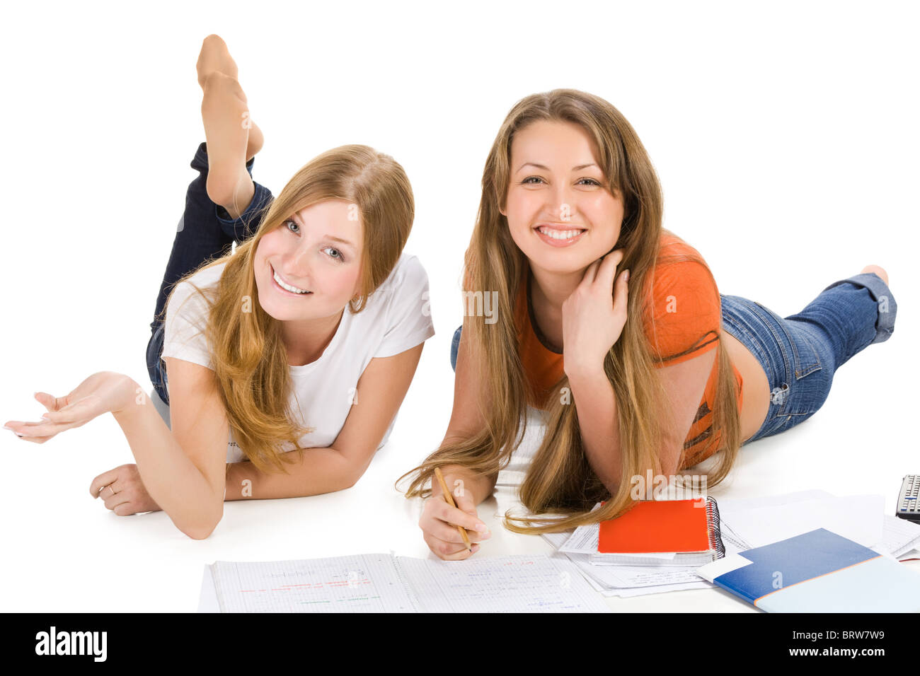 two young happy student girl Stock Photo - Alamy