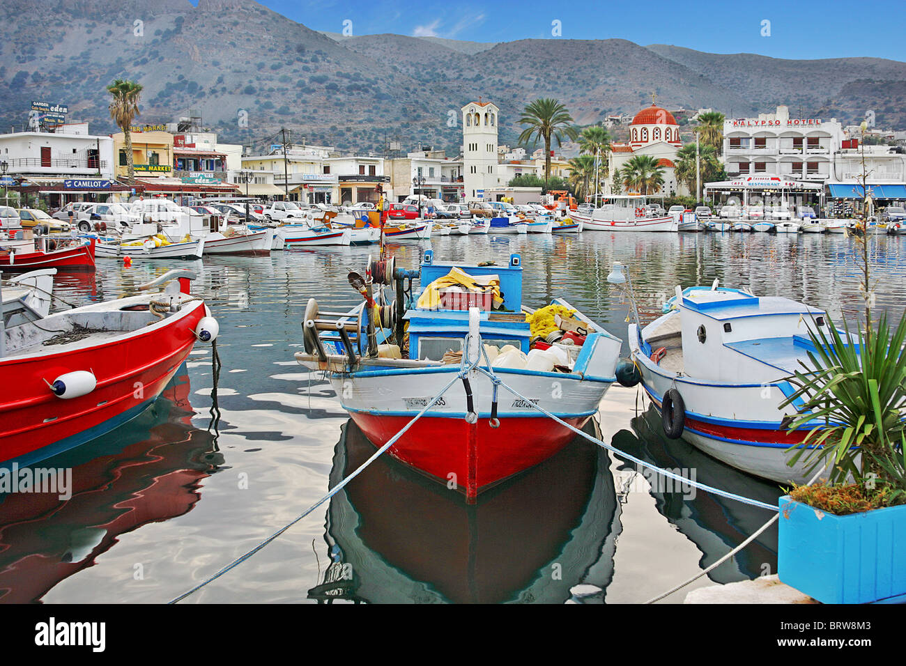 The small harbour of Elounda, Crete Stock Photo - Alamy