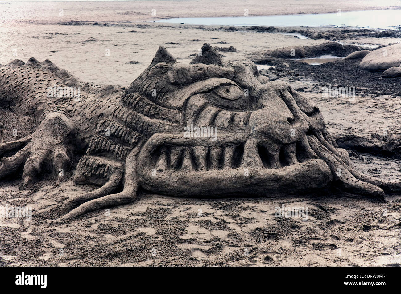 Sand dragon sculpture, Ocean Beach, San Francisco, California Stock ...
