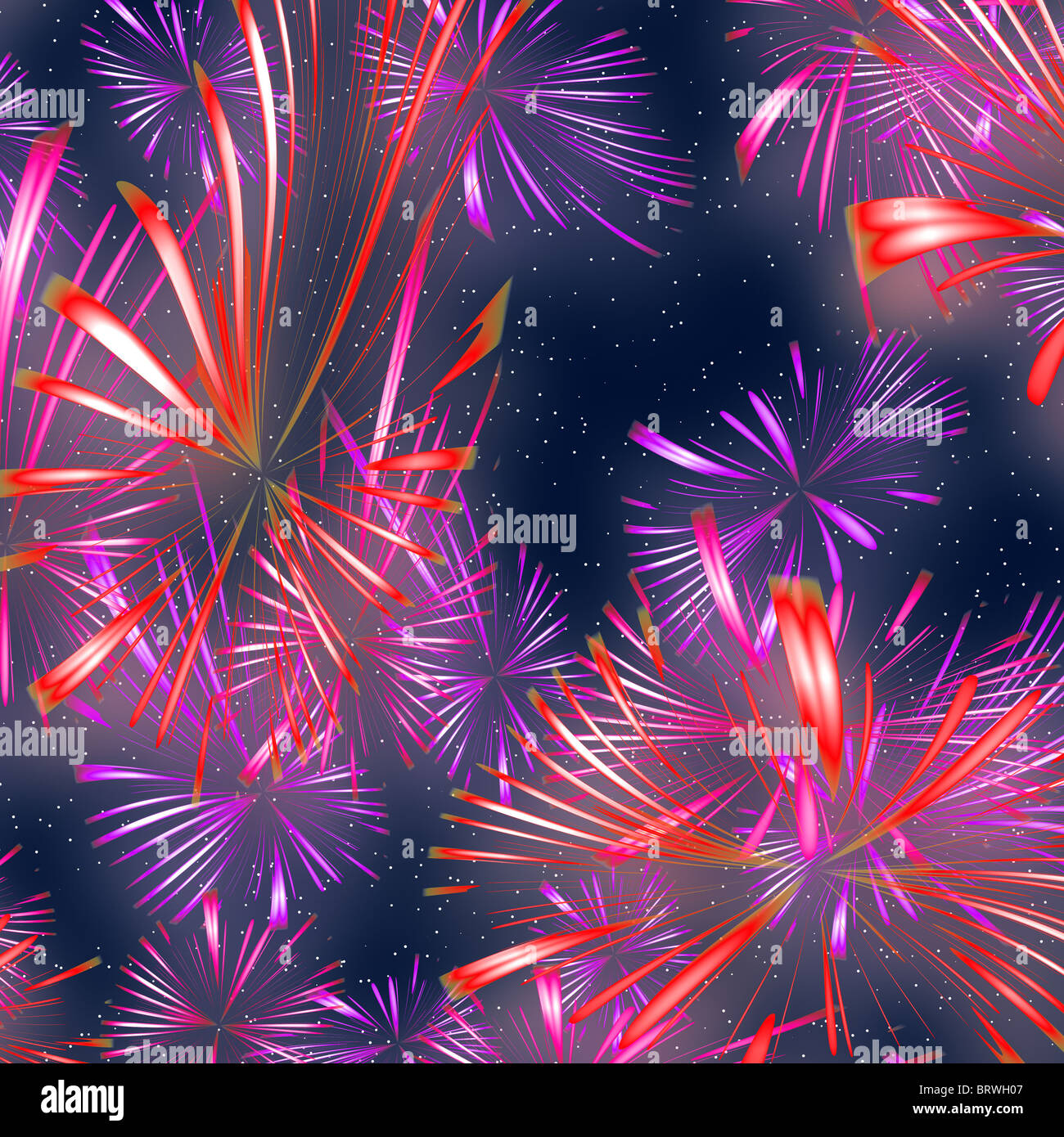 colorful exploding fireworks at night graphic illustration Stock Photo ...