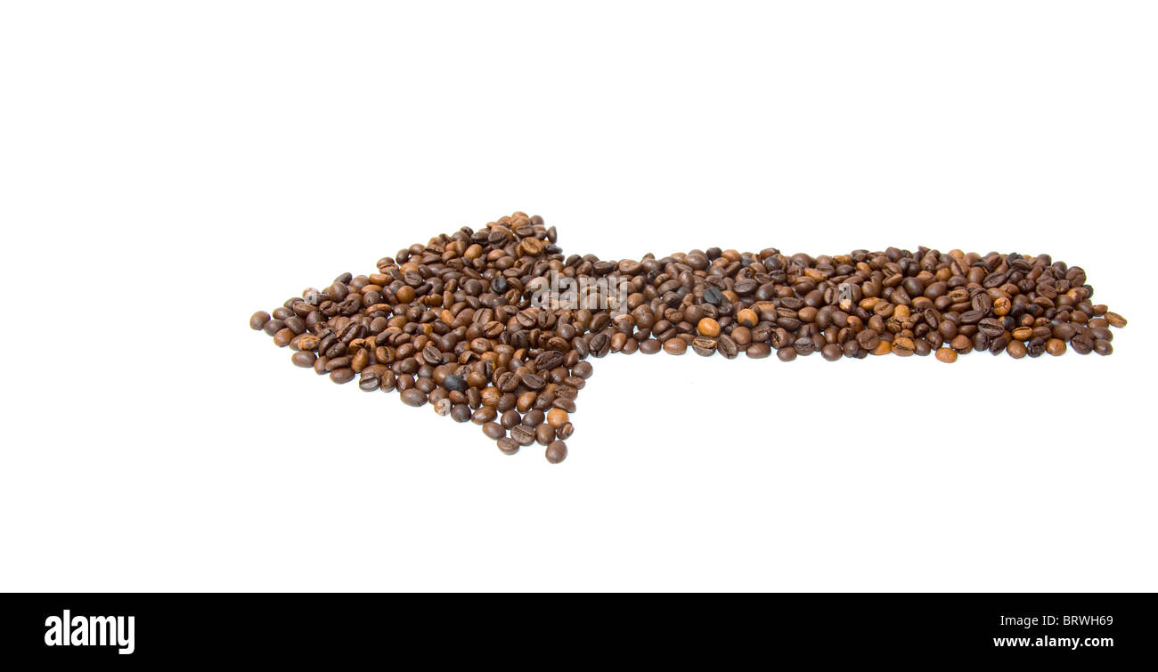 Arrow made of coffee beans isolated on white background Stock Photo - Alamy