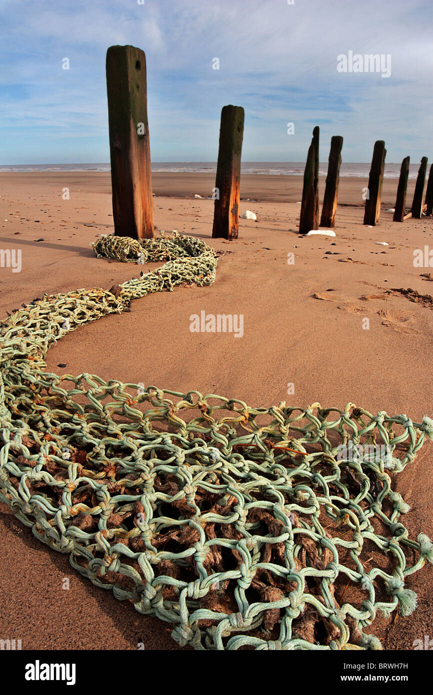 weathered old wooden groyne, spurn point. East Yorkshire Stock Photo ...