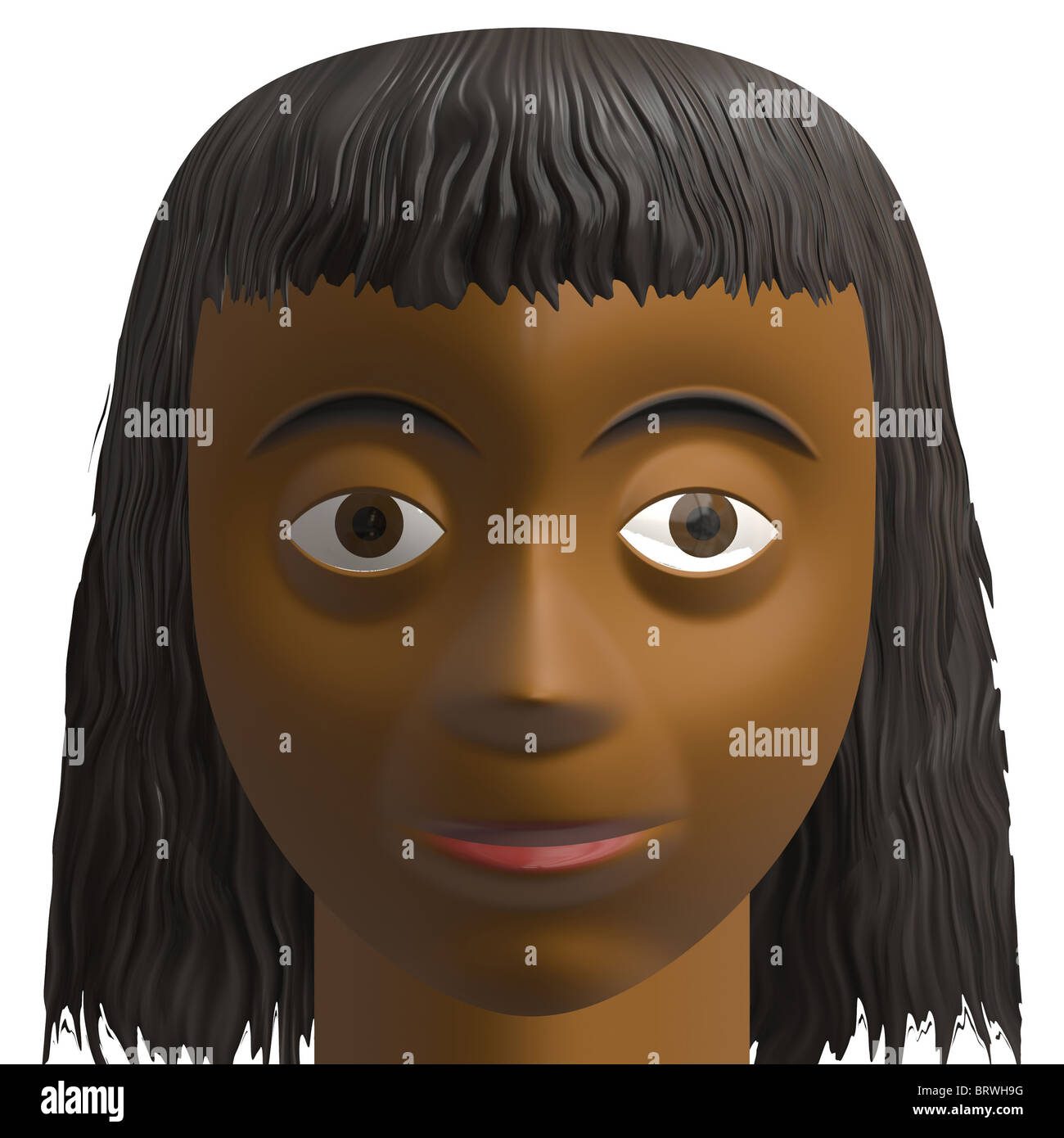 computer generated avatar of a dark skinned African American or Indian ...
