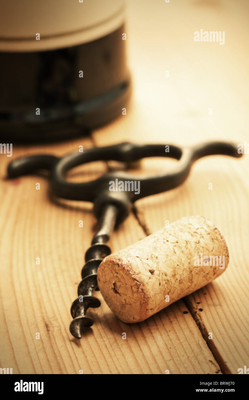 the vintage photo shot of old corkscrew Stock Photo - Alamy