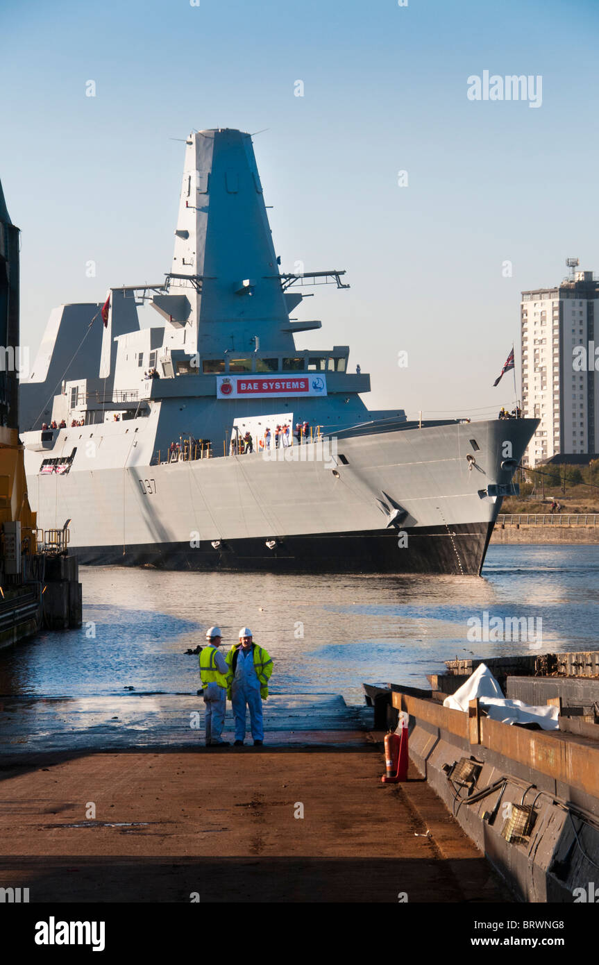 A newly launched warship from the BAE Govan shipyard, Glasgow Stock ...