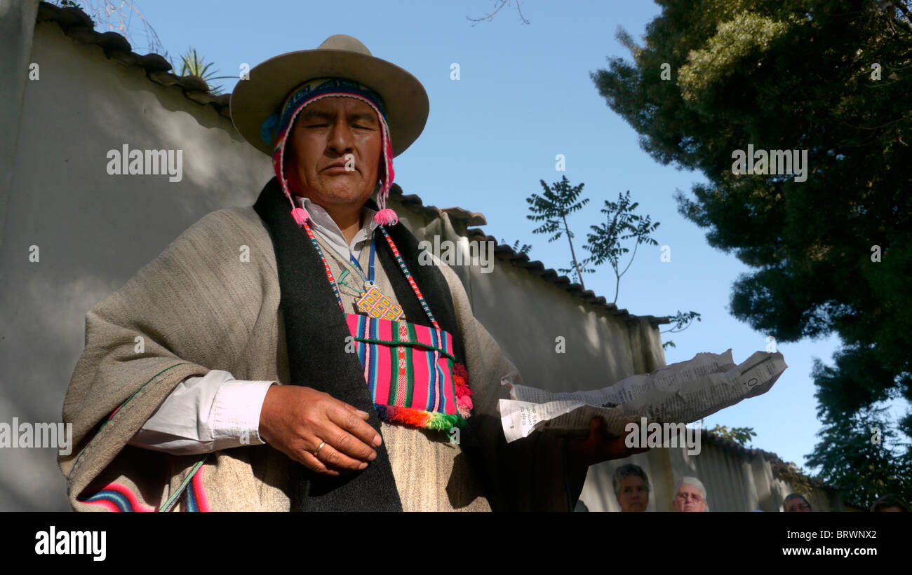 BOLIVIA Shamanist ceremony by Calixto Quispe performed at the Mission ...