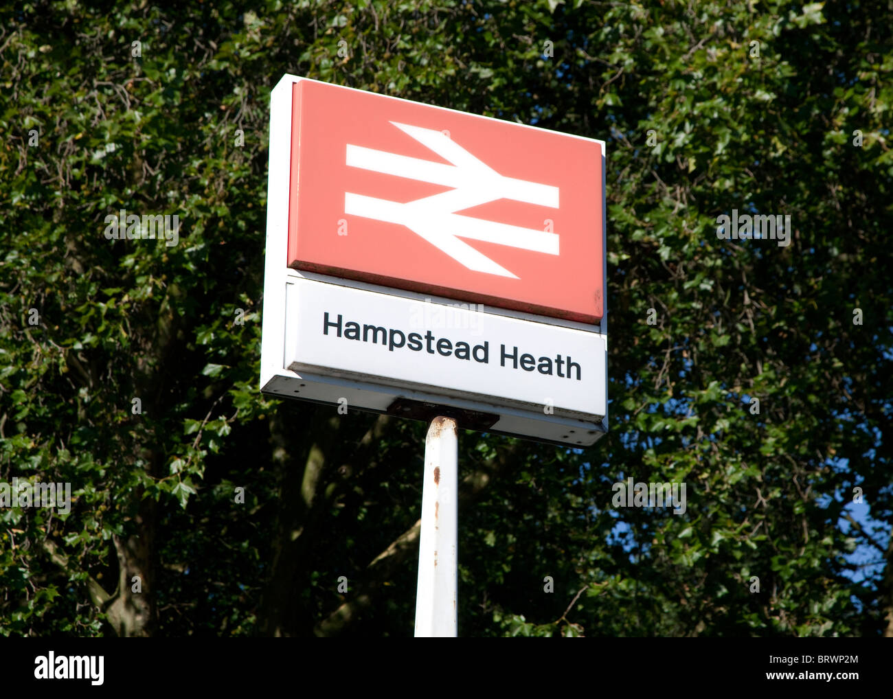 Sign on Hampstead Heath Overground railway station, London Stock Photo ...