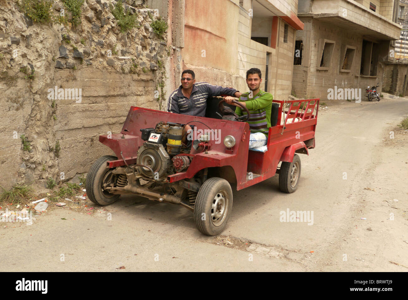 SYRIA Farmer with locally made vehicle, Wadi al-Nasarah, "Valley of the ...