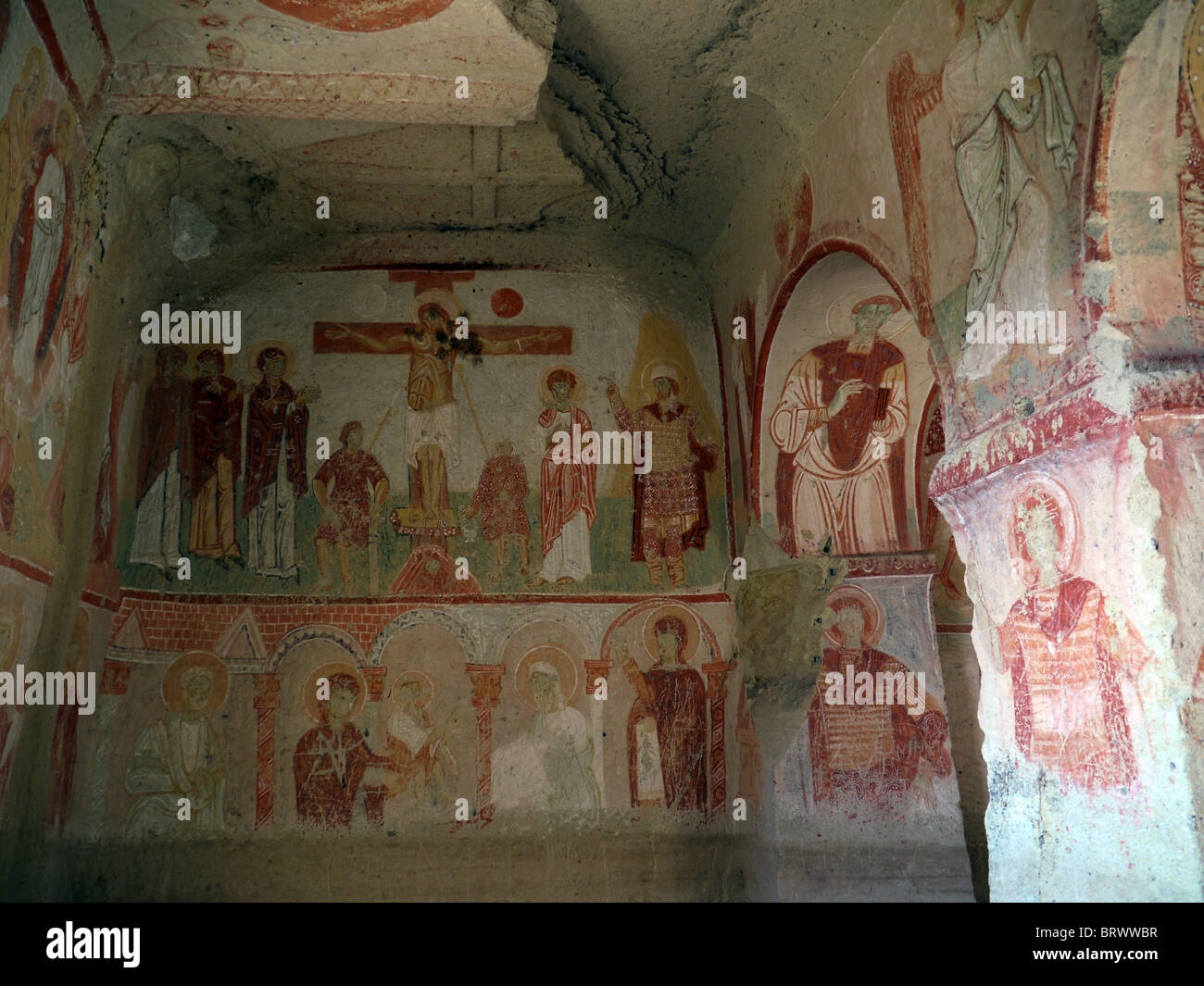 TURKEY Interior of the 'Secret Cave Church', Goreme, Cappadocia. photo ...
