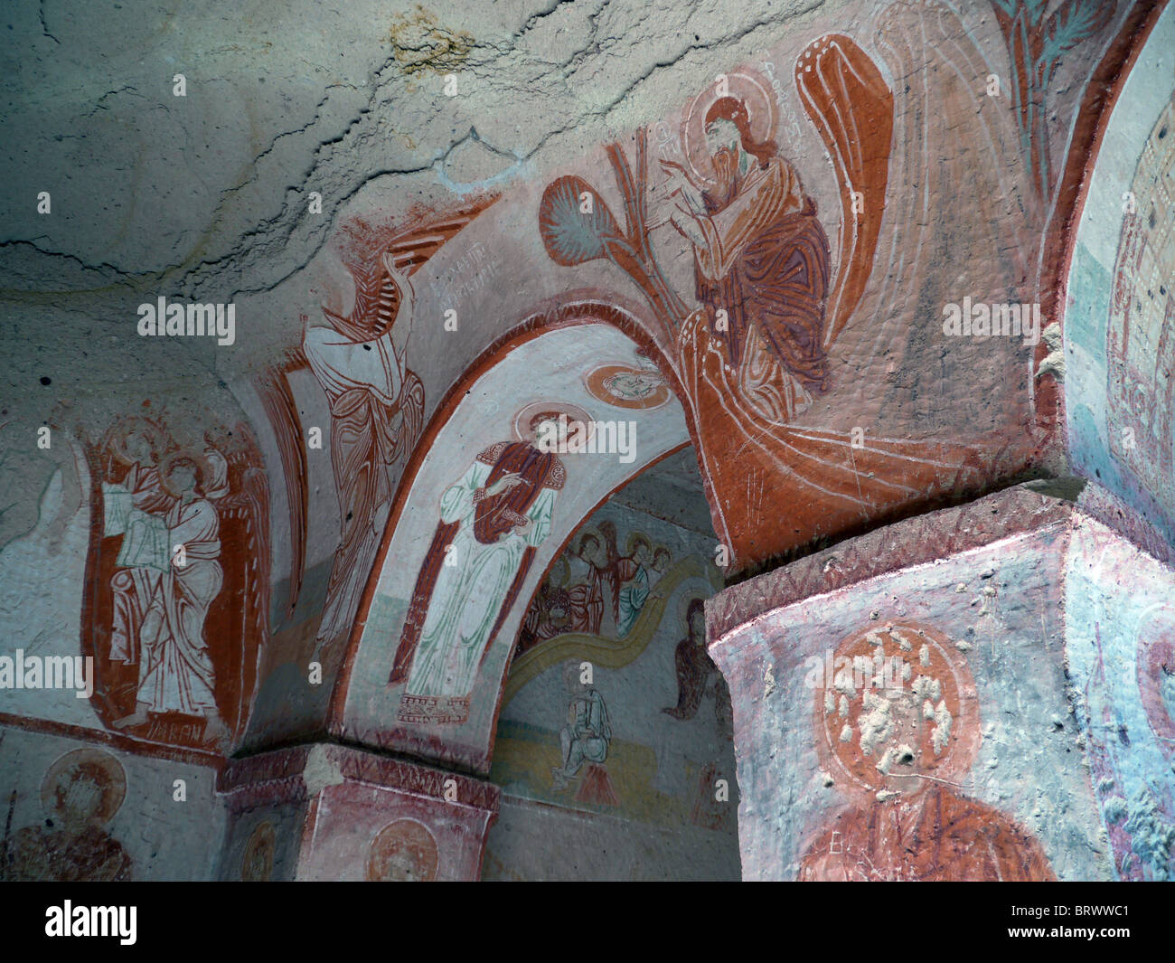 TURKEY Interior of the 'Secret Cave Church', Goreme, Cappadocia. photo ...