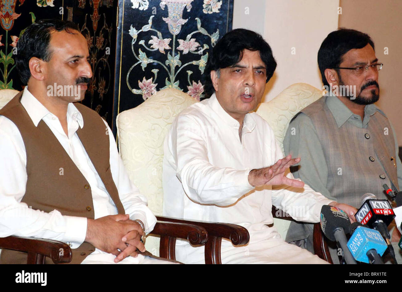 Opposition Leader in National Assembly, Ch.Nisar Ali Khan gestures ...