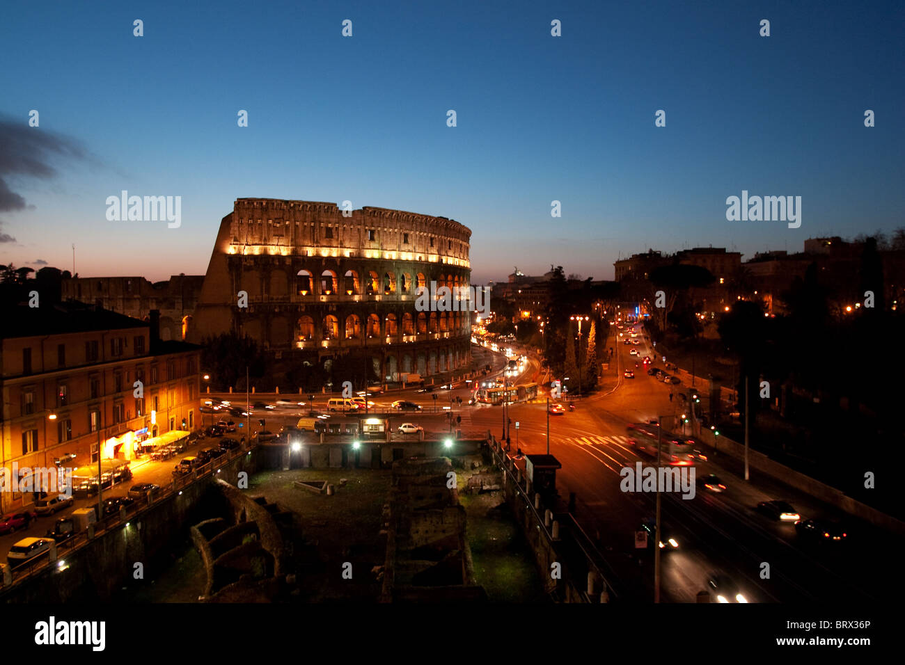 Colosseum night nocturne Coliseum Rome Italy amphitheater sunset ...