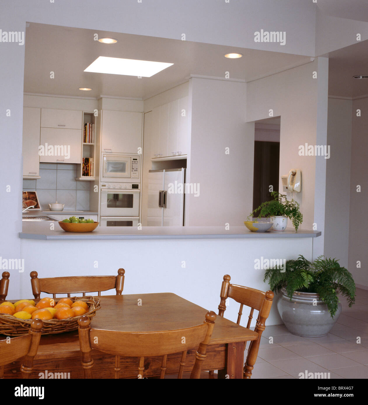 Kitchen Dining Room Open Plan Monochromatic Stock Photos & Kitchen ...