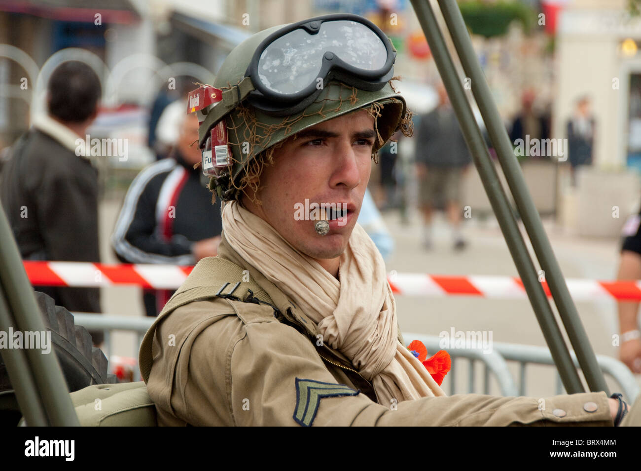 France, Normandy, Arromanches. 66th Anniversary of D-Day. Young man in ...