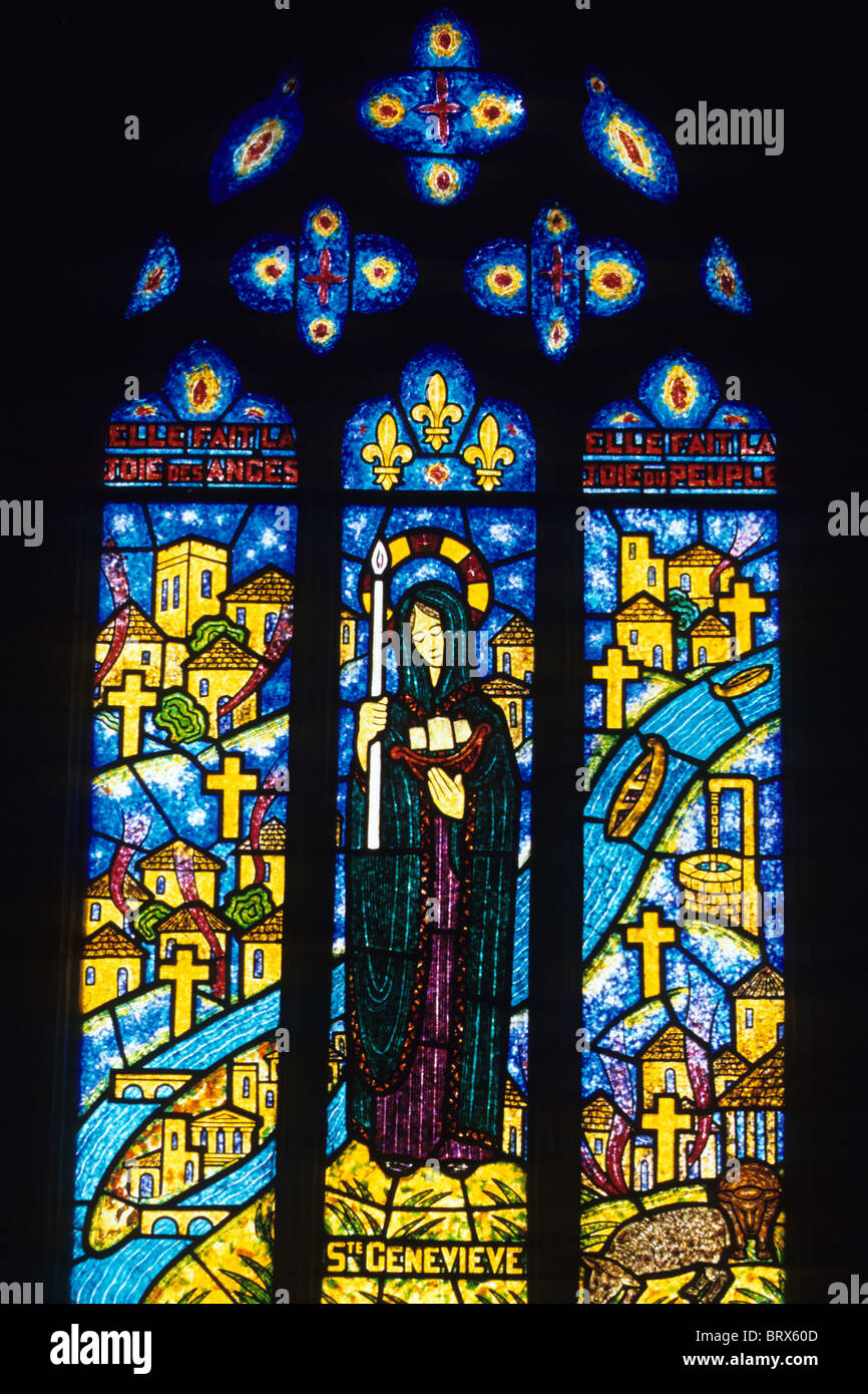SAINTE GENEVIEVE, STAINED GLASS WINDOW OF FRANCOIS DECORCHEMONT ...