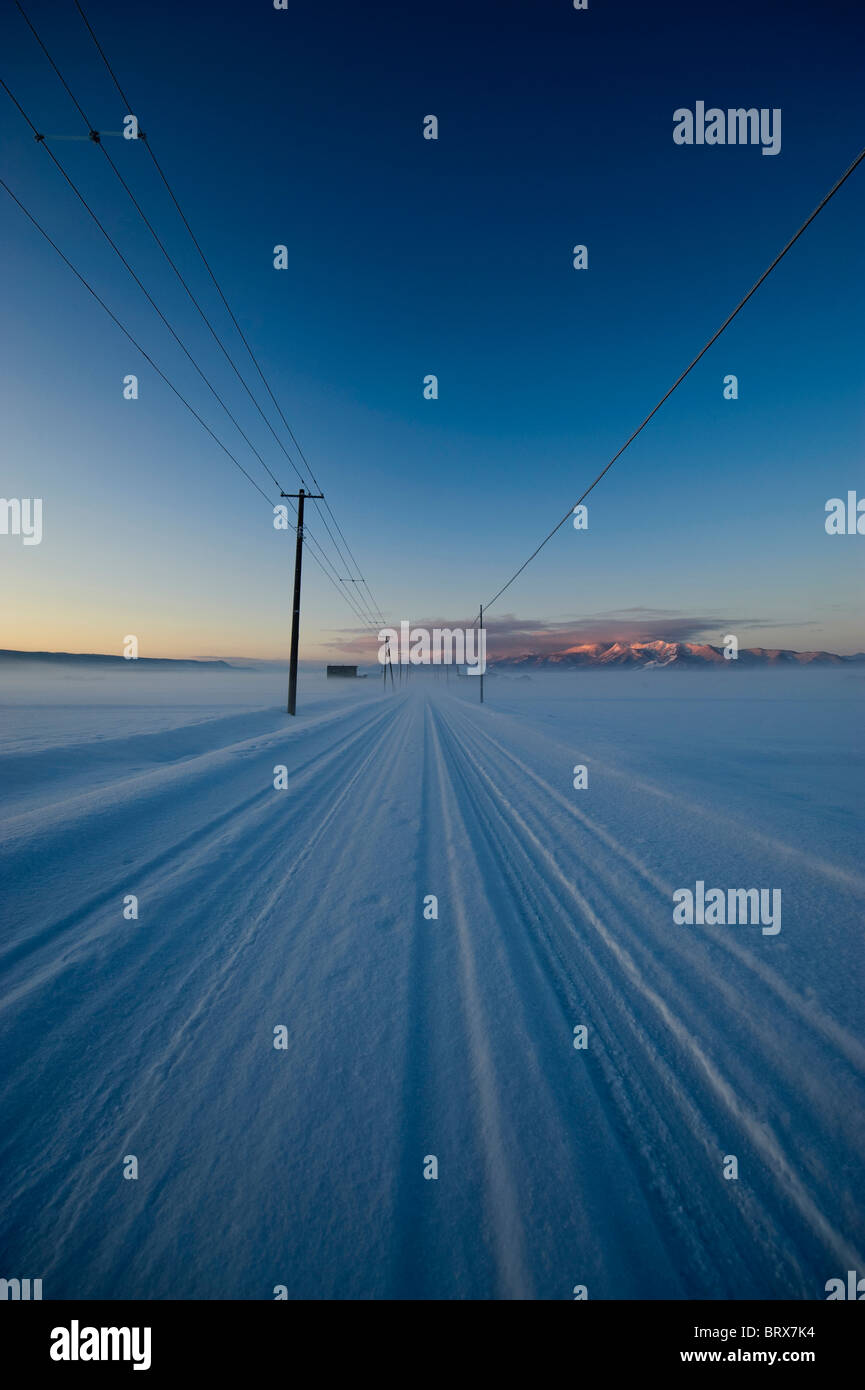 Rural Road in Winter Stock Photo - Alamy