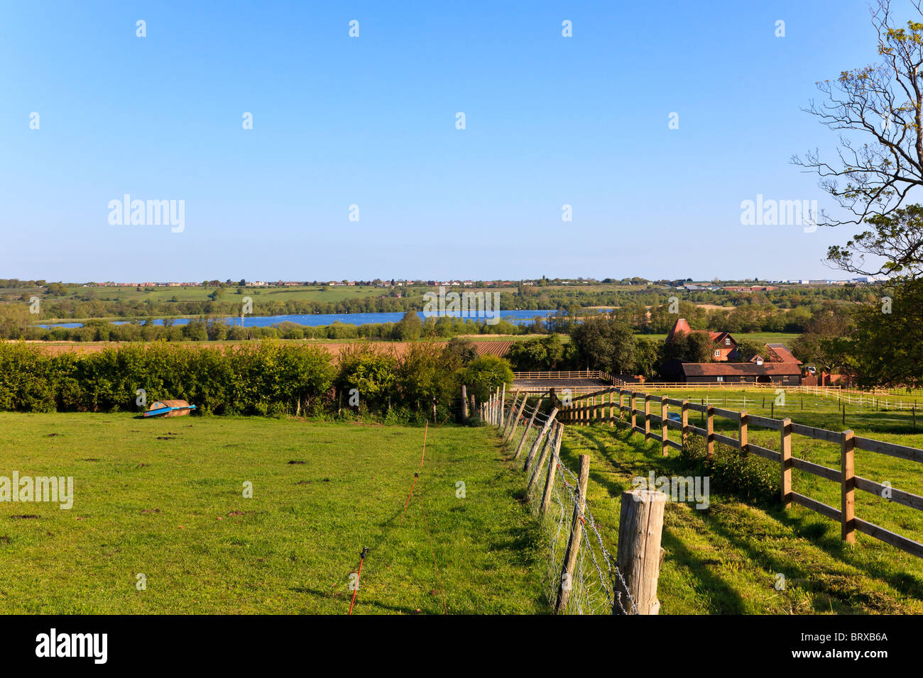 View over the lakes at Westbere near Canterbury on the River Stour with ...