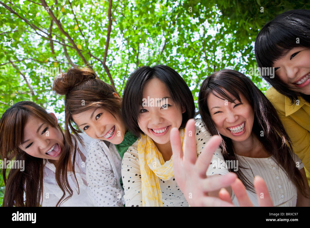 Five Happy Young Women Stock Photo - Alamy