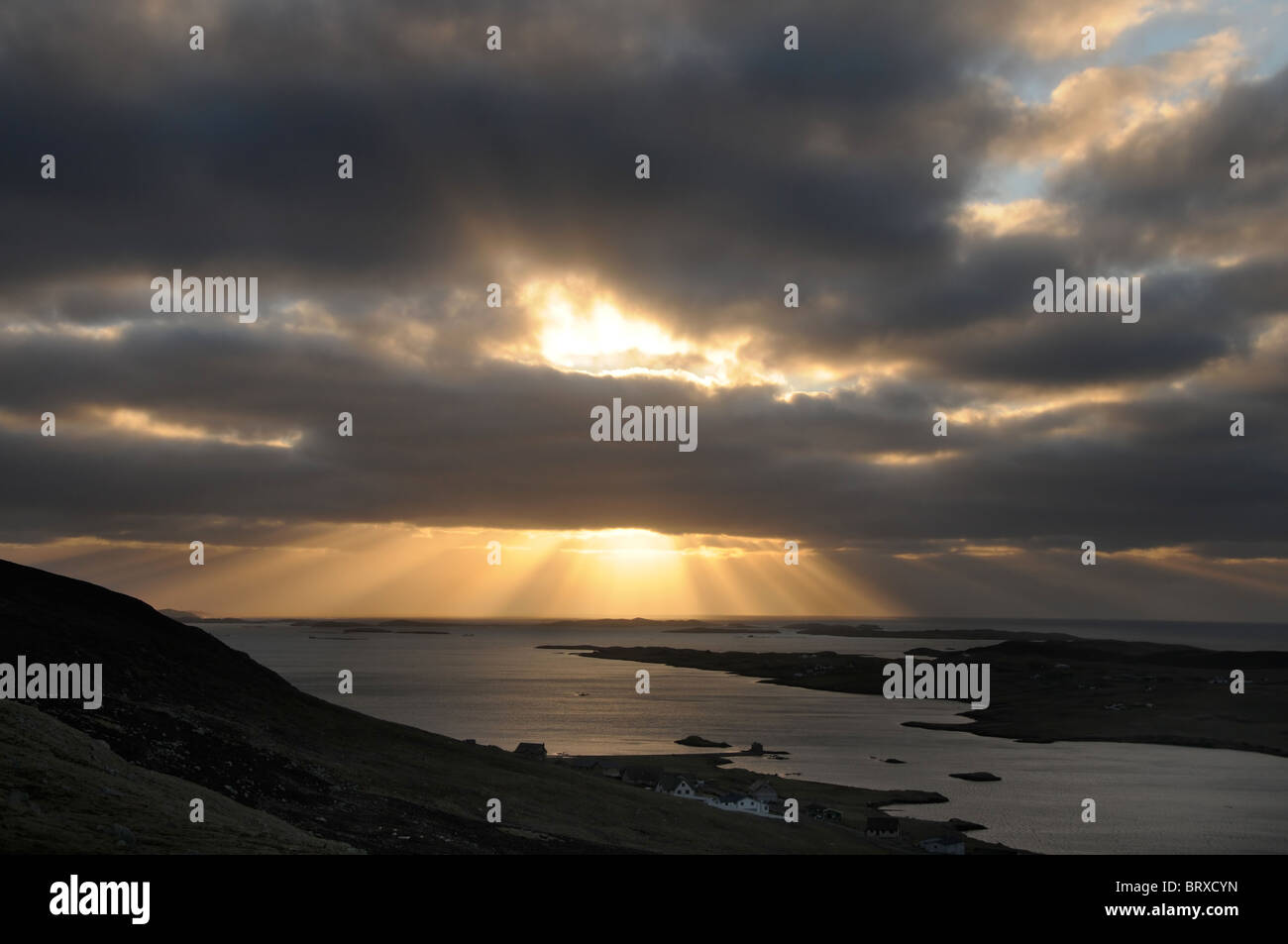 Sunset Over Whiteness and Weisdale in the Shetland Isles Scotland Stock ...