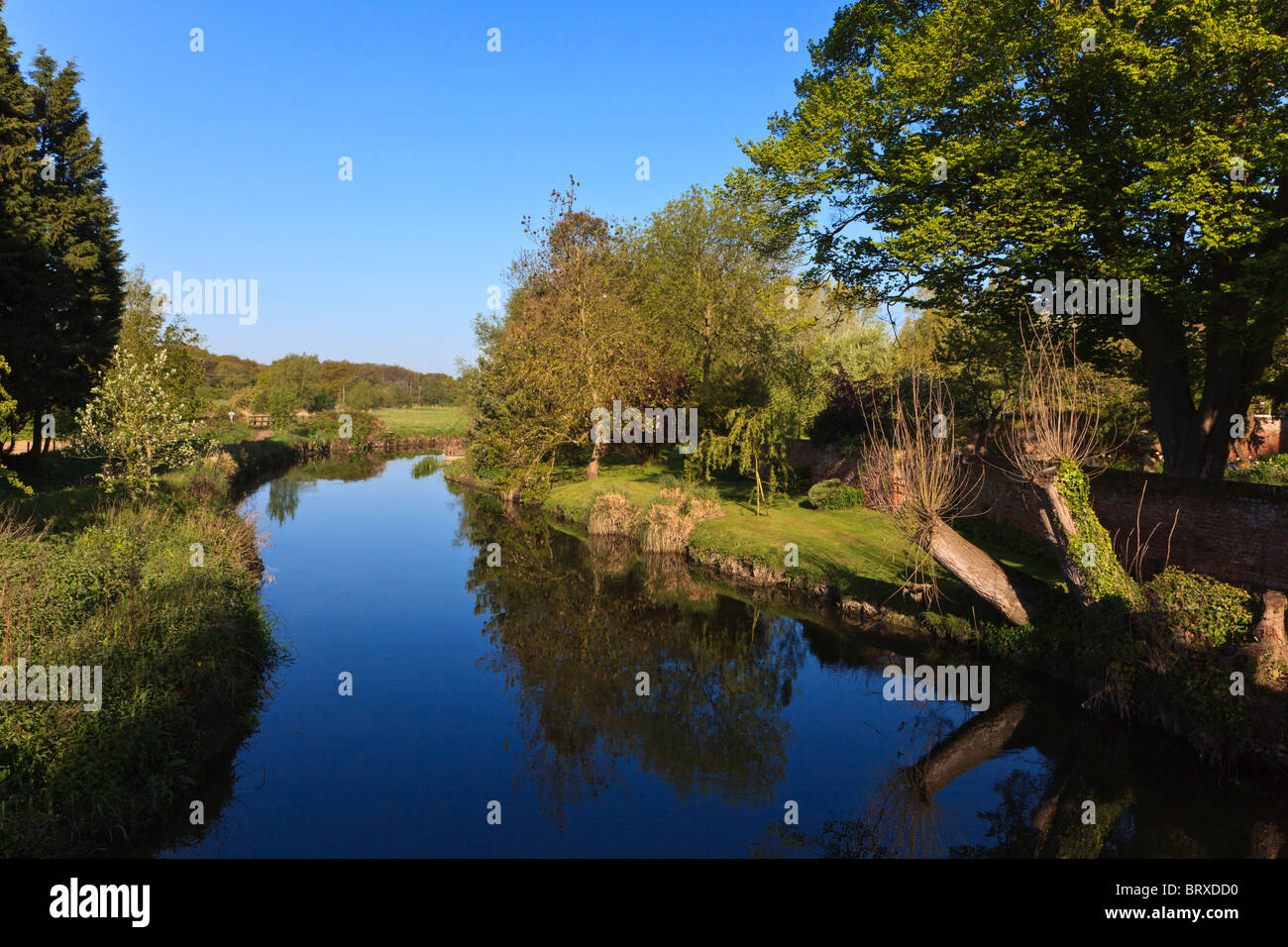 River Stour at Fordwich near Canterbury, Blue sky reflected in the ...