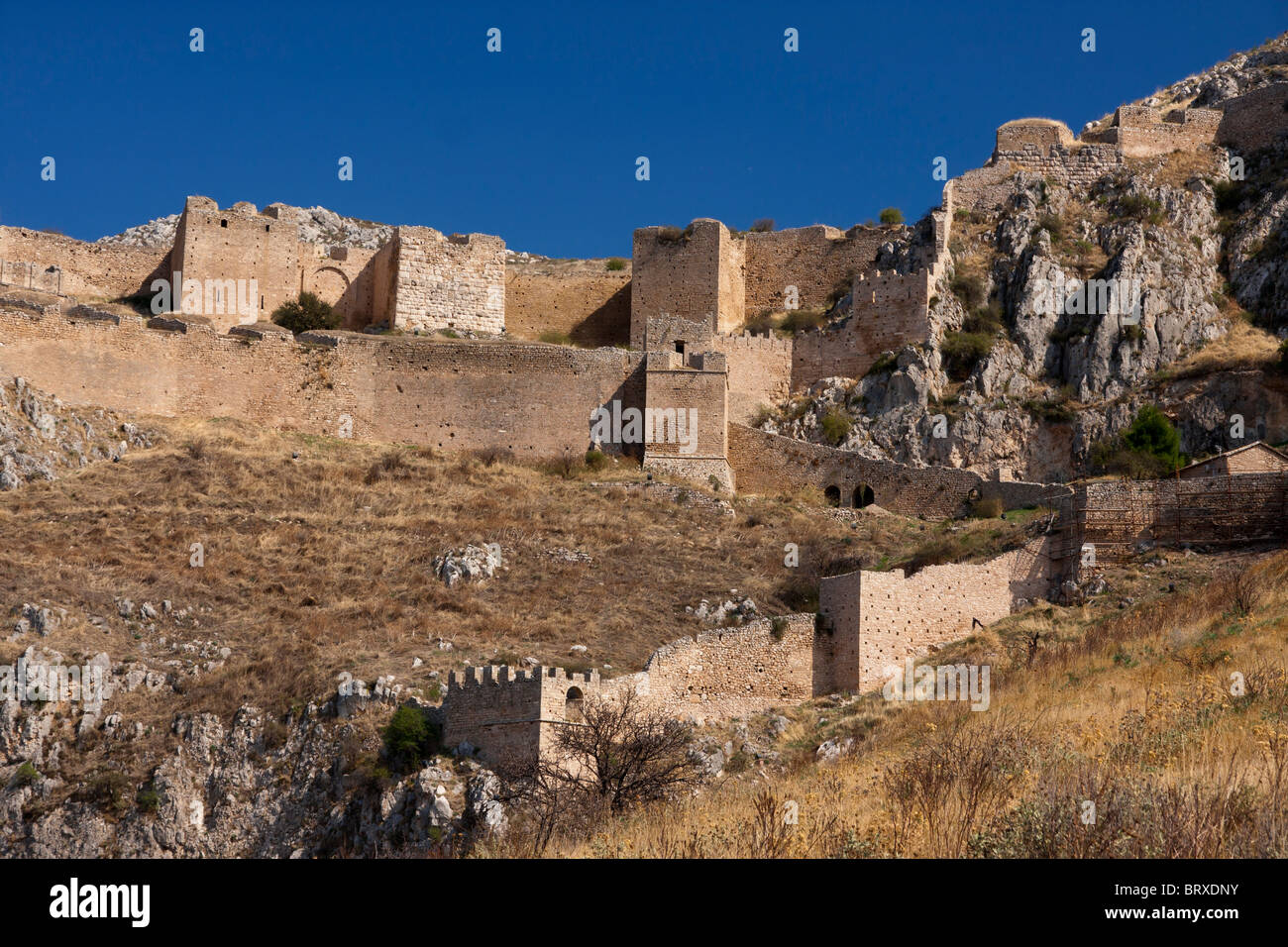 Acrocorinth fortress in Ancient Corinth Stock Photo - Alamy