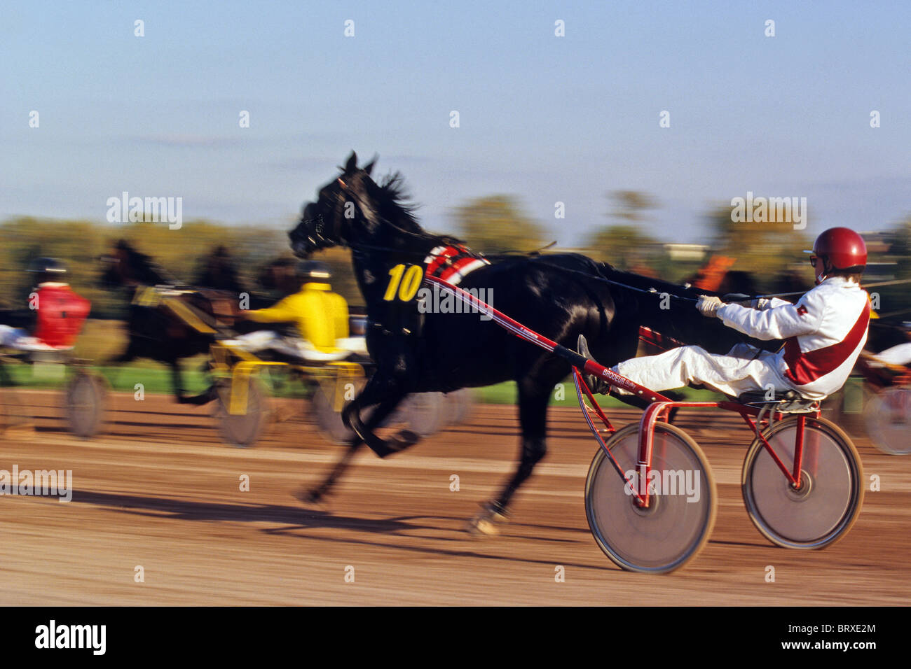 Horses trotting race at the caen racetrack hi-res stock photography and ...