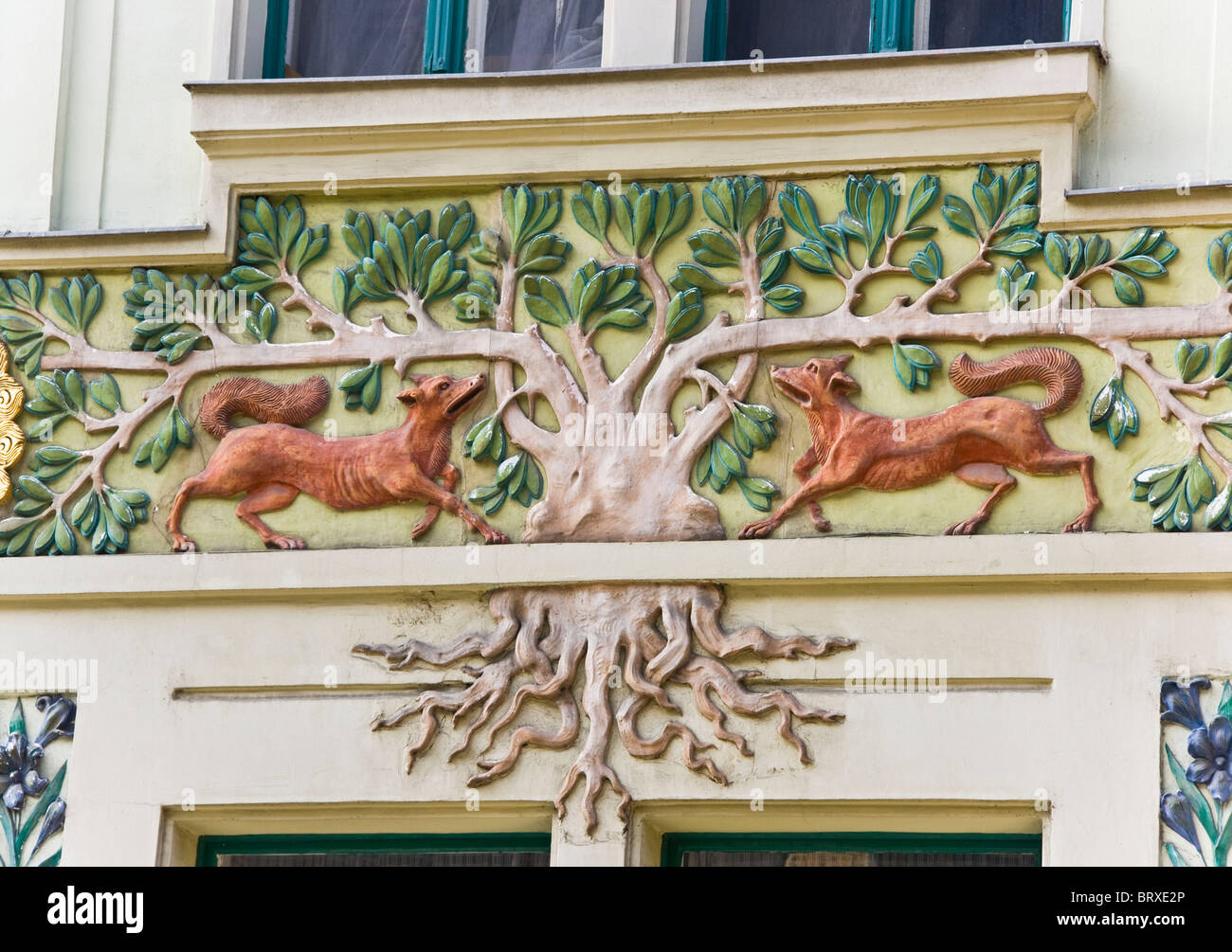 Art nouveau designs on Lindenbaum apartment building Budapest Hungary Europe Stock Photo - Alamy