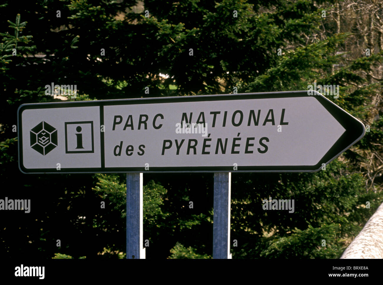 sign, Pyrenees National Park, Parc National des Pyrenees, Aquitaine ...