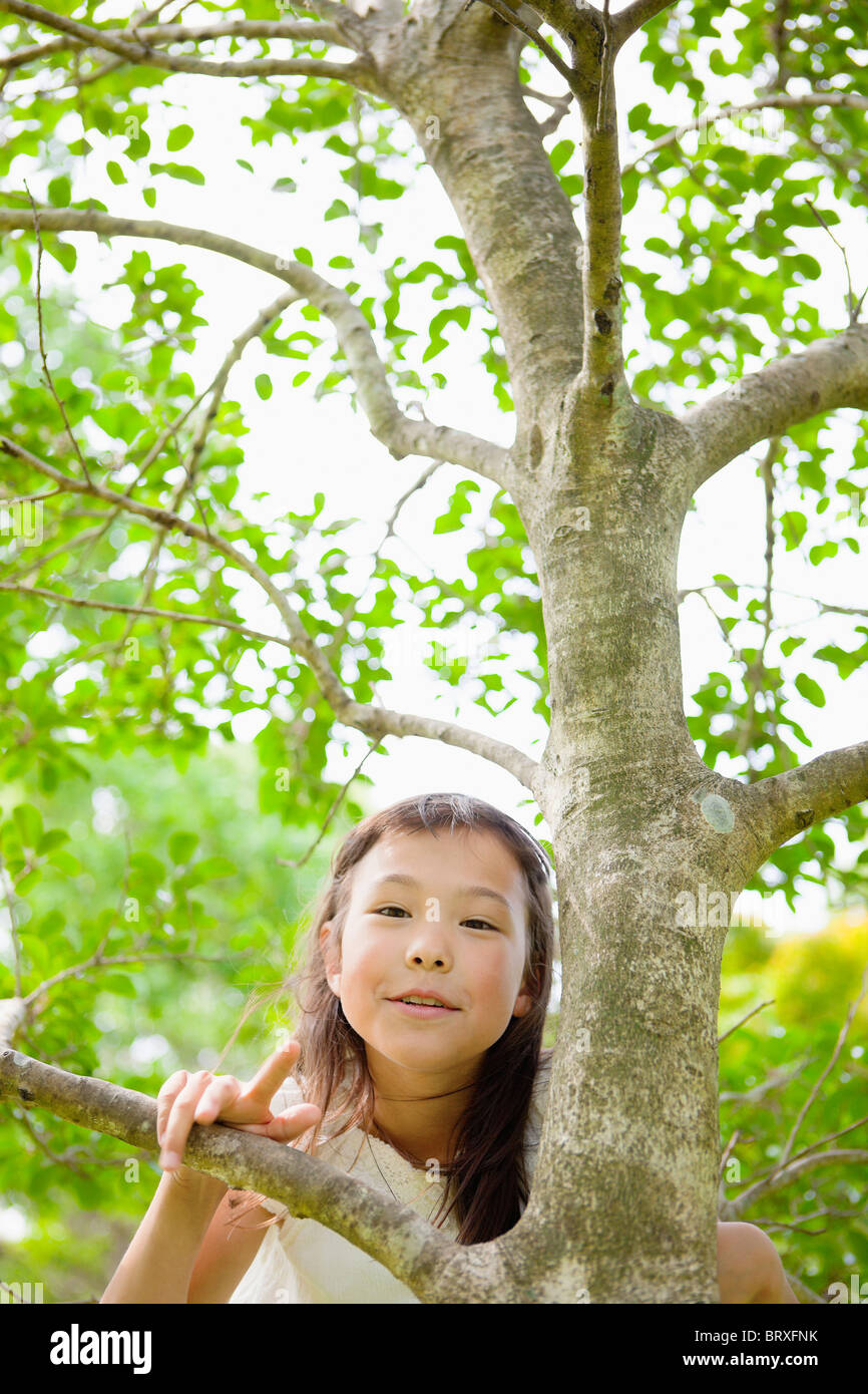 Girl Climbing Tree Stock Photo - Alamy