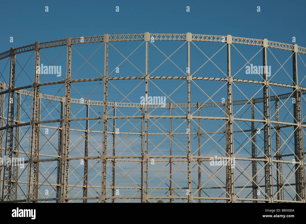 Steel structure of gas storage tank,Eastlands,Manchester,UK Stock Photo ...
