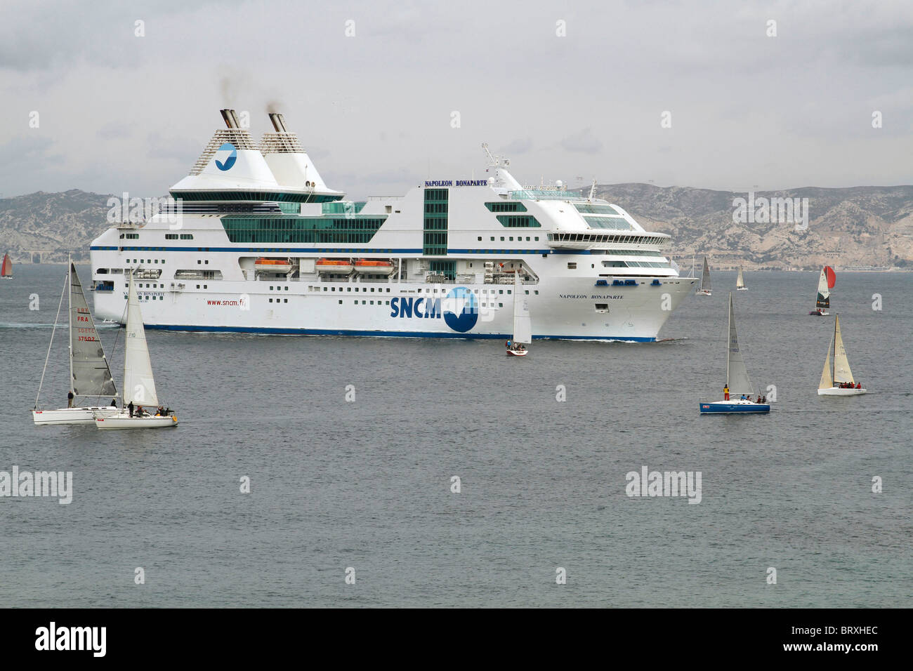 ARRIVAL OF THE SNCM FERRY PROVIDING THE SERVICE BETWEEN MARSEILLE AND ...