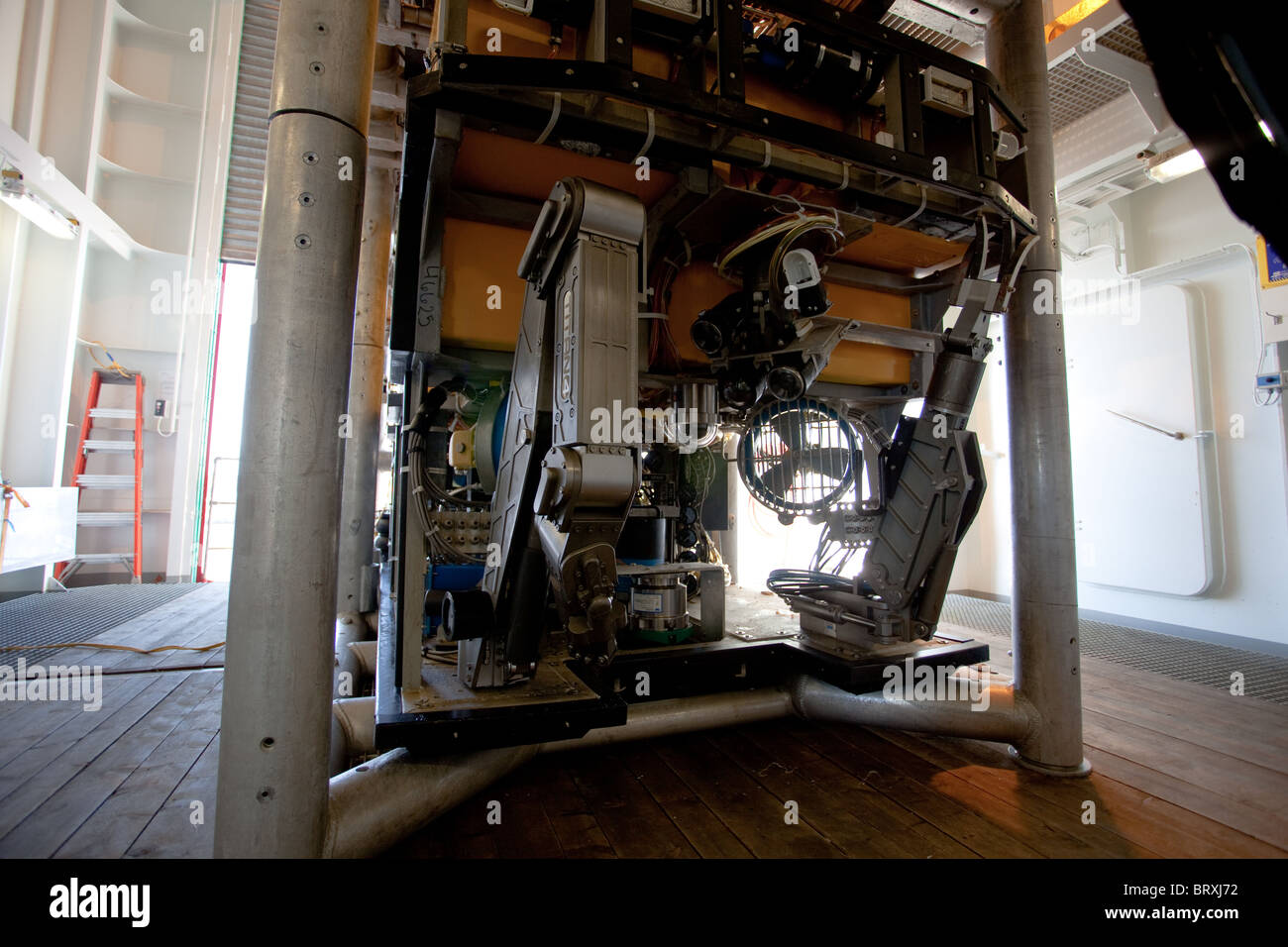 Rov vessel with "grab" implements stowed on board "Sarah" oilfield ...