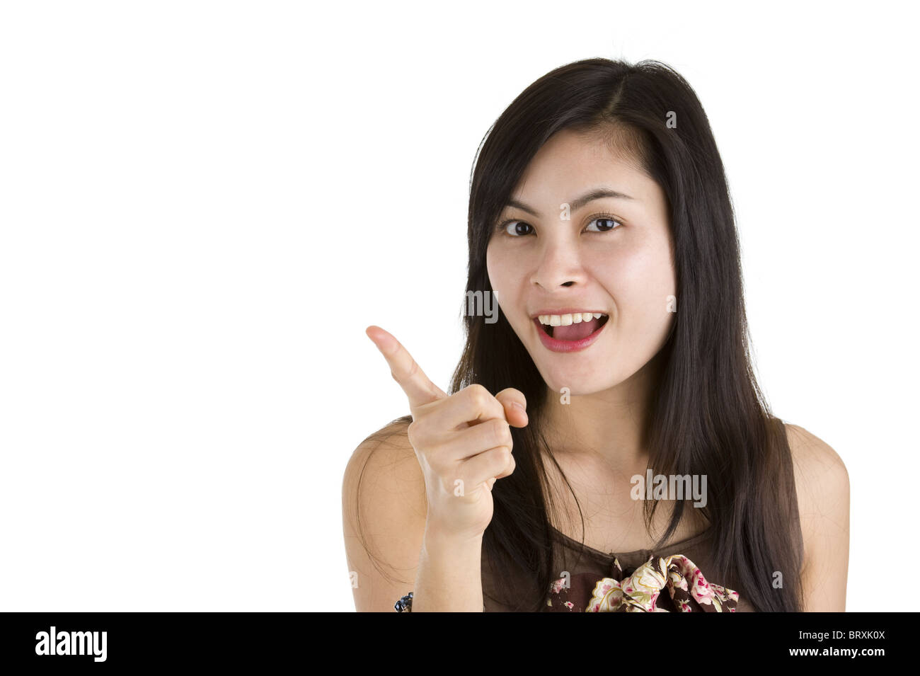 woman with finger raised, isolated on white background Stock Photo - Alamy