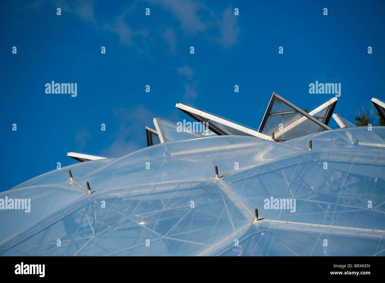 Open vents on the roof of a biome at The Eden Project, Cornwall ...