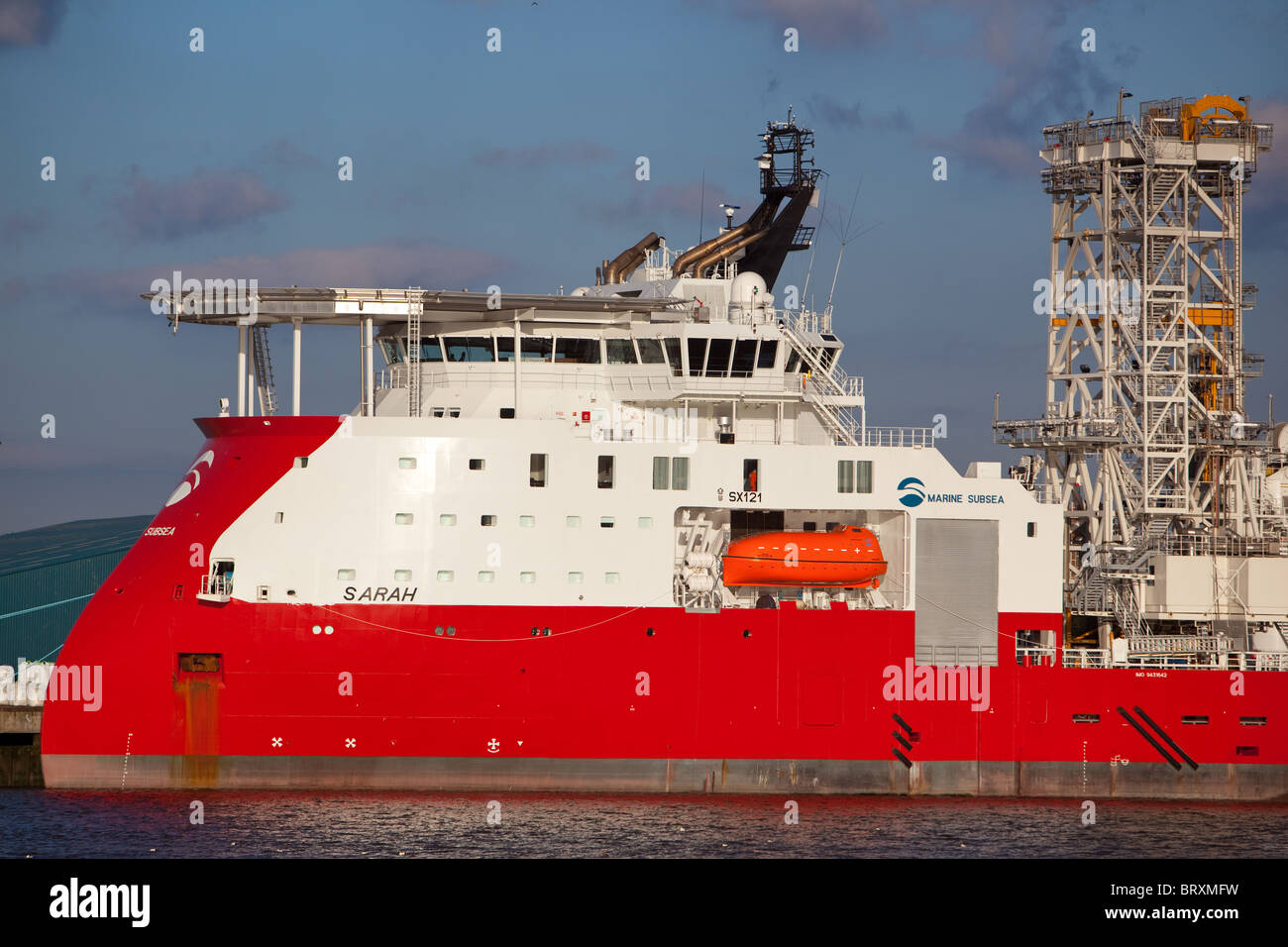 x-bow of deep water well intervention vessel "Sarah" alongside quay at ...