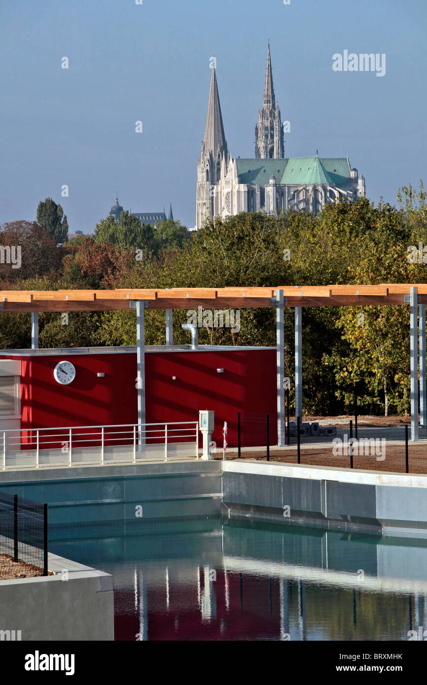 CHARTRES METROPOLE AQUATIC CENTER AND THE CATHEDRAL, CHARTRES, EURE-ET ...