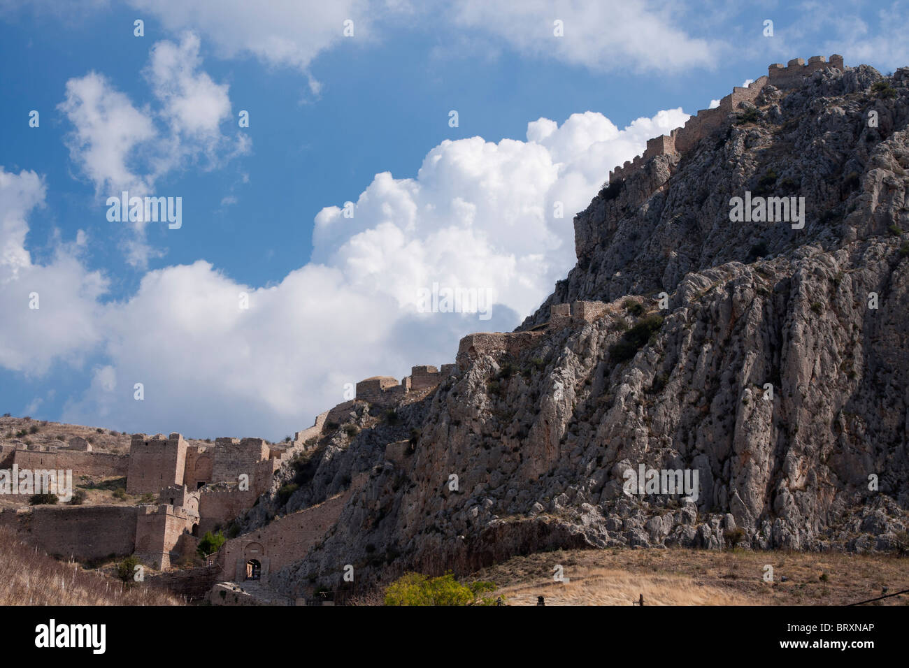 Acrocorinth fortress in Ancient Corinth Stock Photo - Alamy